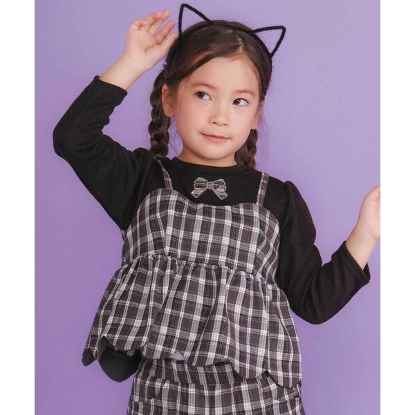 『セール実施中』ZOZO問い合わせ番号:99520375ショップ:BEBE ONLINE STORE，ベベ オンラインストアブランド:SLAP SLIP，スラップスリップ商品名:【お揃い】チェック裾スカラップキャミソールドッキングトレーナー...