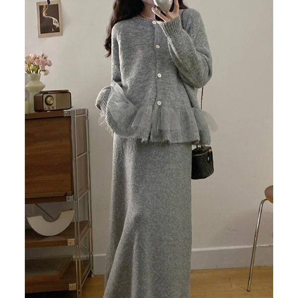 『タイムセール実施中』ZOZO問い合わせ番号:99520454ショップ:ABITOKYO，アビトーキョーブランド:Diosfront，ディオスフロント，ABITOKYO，アビトーキョー商品名:ペプラムフレアニットカーディガンセットアップカテ...