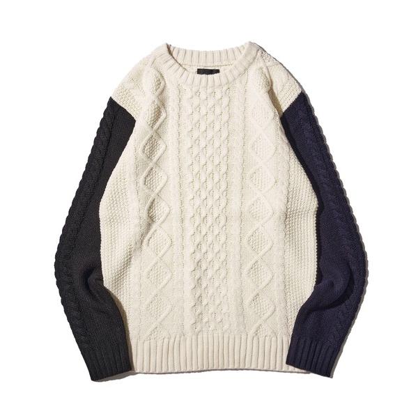 ZOZO問い合わせ番号:99583042ショップ:GARDENS L.E.D.，ガーデンズ エルイーディーブランド:ADPOSION，アドポーション，TETE HOMME，テットオム商品名:ケーブル編みクルーネックニットカテゴリ:トップス&...