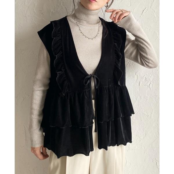『セール実施中』ZOZO問い合わせ番号:99584598ショップ:wears，ウェアーズブランド:She's Closet，シーズクローゼット商品名:深Vネックベロアティアードフリルリボンベストカテゴリ:トップス>ベストブランド品番:...