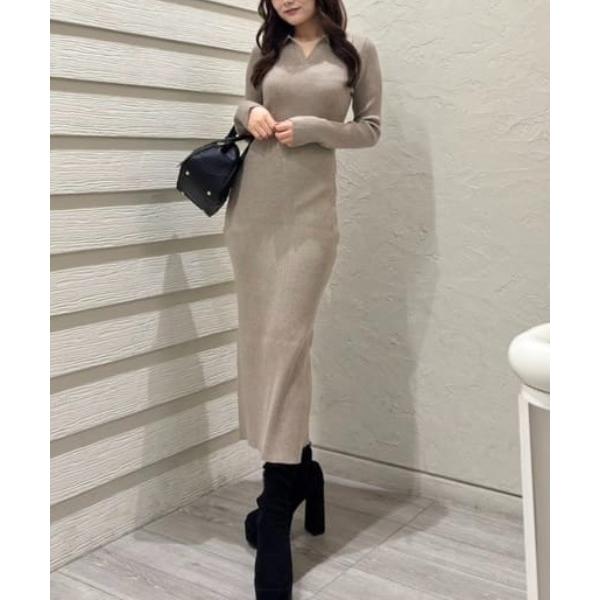 ZOZO問い合わせ番号:99584757ショップ:rienda，リエンダブランド:rienda，リエンダ商品名:スキッパーニットワンピース 秋服 冬服カテゴリ:ワンピース/ドレス>ワンピースブランド品番:110IA373-0531素材...