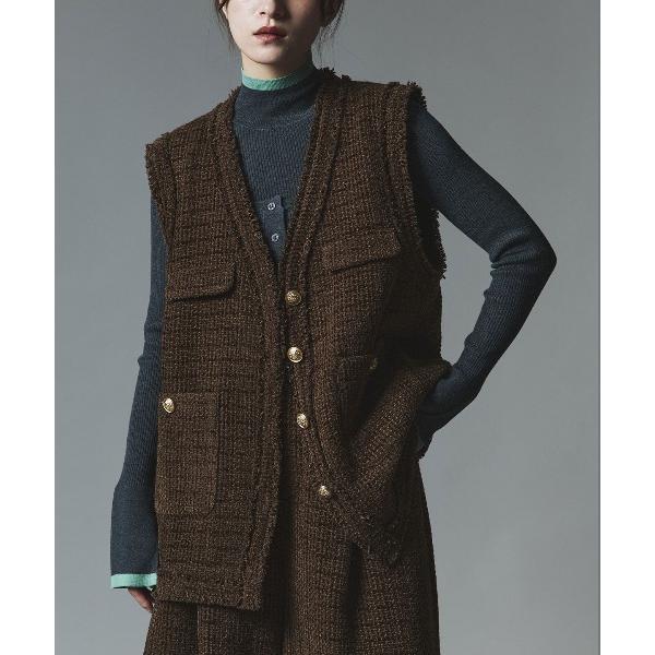 ZOZO問い合わせ番号:99616594ショップ:Ada.，エイダブランド:W:Huku，フーク商品名:ウールミックス ツイード オーバー ベスト / Wool-Blend Tweed Overvestカテゴリ:トップス>ベストブラン...