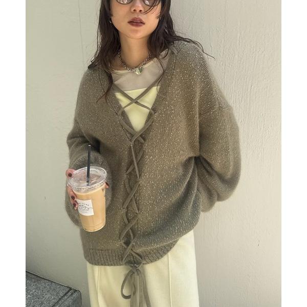 ZOZO問い合わせ番号:99629359ショップ:AMERI VINTAGE，アメリビンテージブランド:Ameri，アメリ商品名:BACK OPEN LACE UP KNIT TOPカテゴリ:トップス>ニット/セーターブランド品番:0...