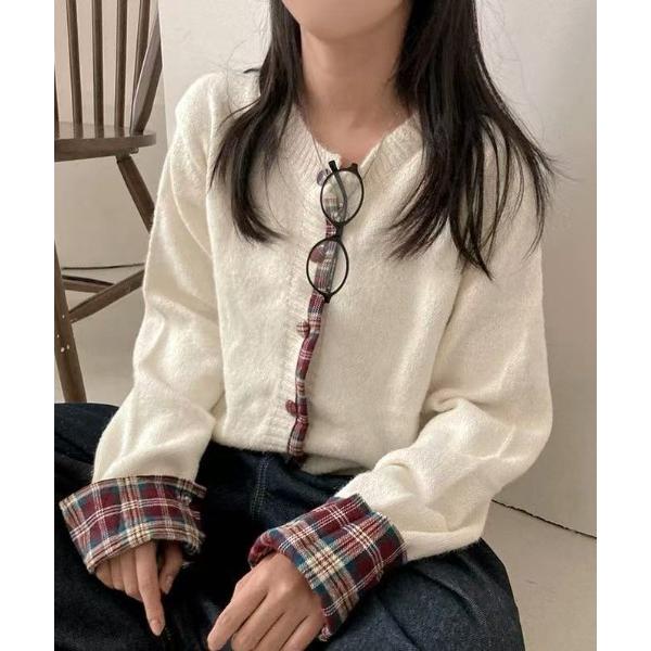 『セール実施中』ZOZO問い合わせ番号:99629412ショップ:DIAVEL，ディアベルブランド:AsRiRe，アスリレイ，Achic，アシック，DIAVEL，ディアベル商品名:25aw 異素材ドッキング/チェックニットカーディガンカテゴ...