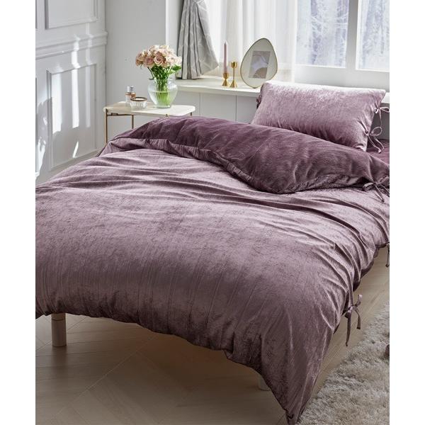 ZOZO問い合わせ番号:99629463ショップ:nissen，ニッセンブランド:COCOPLATZ interior，ココプラッツインテリア商品名:ベロア調リボン付き掛け布団カバー│ダブル【フルーエ/大人可愛い】カテゴリ:インテリア&gt...