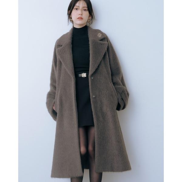 『セール実施中』ZOZO問い合わせ番号:99660629ショップ:SNIDEL，スナイデルブランド:SNIDEL，スナイデル商品名:ブローチ付きシャギーロングコートカテゴリ:ジャケット/アウター>チェスターコートブランド品番:SWFC...