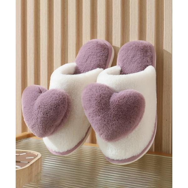 『タイムセール実施中』ZOZO問い合わせ番号:99661991ショップ:Lace Ladies，レースレディースブランド:Lace Ladies，レースレディース商品名:バイカラー 3D ハート付き ファー スリッパカテゴリ:インテリア&g...