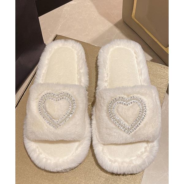 『タイムセール実施中』ZOZO問い合わせ番号:99662009ショップ:Lace Ladies，レースレディースブランド:Lace Ladies，レースレディース商品名:ビジュー ハート オープン ファー スリッパカテゴリ:インテリア&gt...