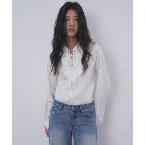 『タイムセール実施中』ZOZO問い合わせ番号:99662129ショップ:chuclla，チュクラブランド:EIGHTHMONTH，エイスマンス，Fano Studios，ファノ ストゥディオズ商品名:レースアップフリルブラウス EM26s0...