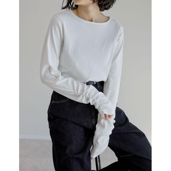 『タイムセール実施中』ZOZO問い合わせ番号:99665112ショップ:Re:EDIT，リエディブランド:Re:EDIT，リエディ商品名:[乾燥機対応][汗じみ防止][UVカット]選べるネックデザインリブカットソー袖ギャザー長袖トップスカテ...