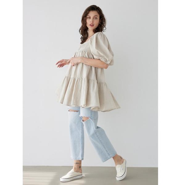 『タイムセール実施中』参考価格：19，800円発売時期：2023年04月コンディション：A（使用感なし）数回使用した程度で使用感が感じられないアイテム参考商品名：Cotton Linen Tiered Short Dress /コットンリネ...