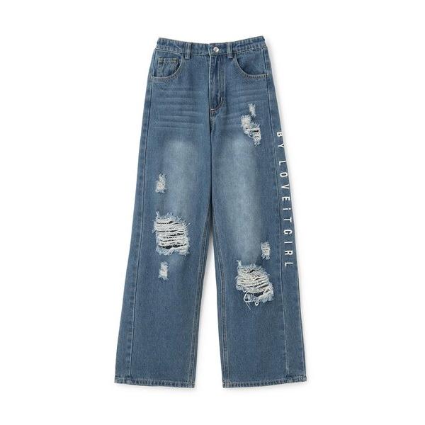 『セール実施中』ZOZO問い合わせ番号:99695867ショップ:NARUMIYA ONLINE，ナルミヤ オンラインブランド:by LOVEiT，バイラビット商品名:サイド切り替えダメージデニムカテゴリ:パンツ>デニムパンツブランド...