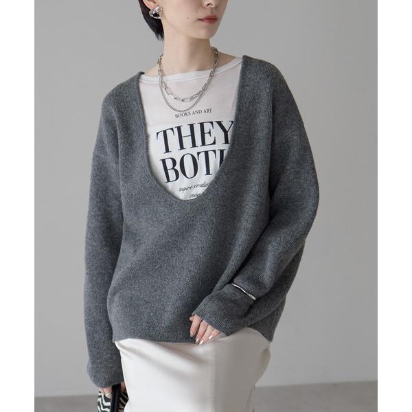 『タイムセール実施中』ZOZO問い合わせ番号:99697253ショップ:Bonjour Sagan，ボンジュールサガンブランド:each，イーチ，Bonjour Sagan，ボンジュールサガン商品名:深Ｕネックオーバーサイズニットカテゴリ:...