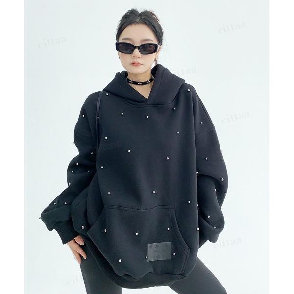 ZOZO問い合わせ番号:99698614ショップ:Dalfwin，ダールフィンブランド:Dalfwin，ダールフィン商品名:韓国ファッション RICECAKEシルバースタッズラベルフーディーパーカーカテゴリ:トップス>パーカーブランド...