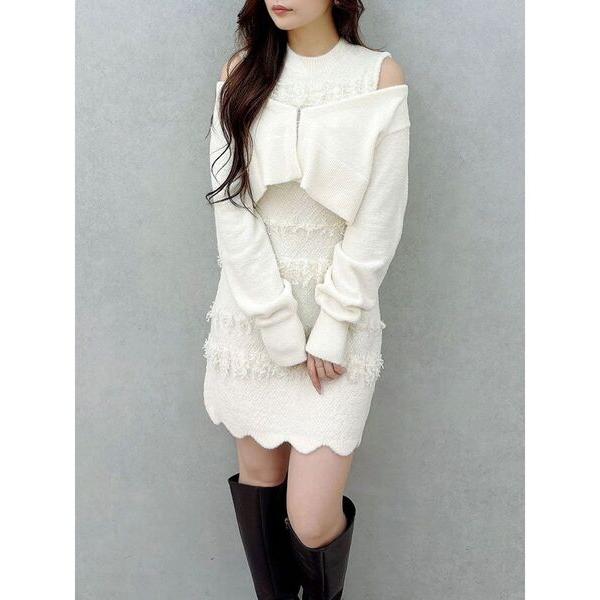 ZOZO問い合わせ番号:99700197ショップ:MERCURYDUO，マーキュリーデュオブランド:MERCURYDUO，マーキュリーデュオ商品名:ツイードニットミニワンピースカーデアンサンブルカテゴリ:ワンピース/ドレス>ワンピース...