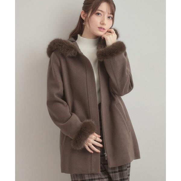 ZOZO問い合わせ番号:99733178ショップ:Couture brooch，クチュールブローチブランド:couture brooch，クチュールブローチ商品名:【大人可愛い・フード取り外し可能】フードフェイクファー ハーフ丈コートカテゴ...