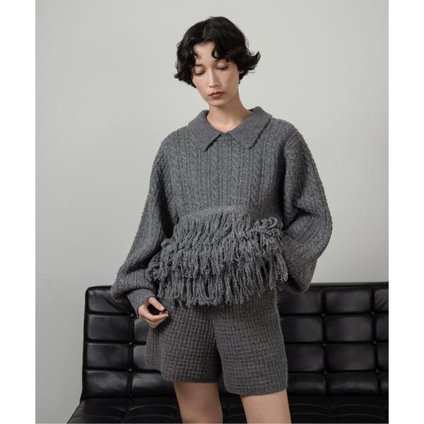 『セール実施中』ZOZO問い合わせ番号:99734720ショップ:eim，エイムブランド:lawgy，ラウジー，eim，エイム商品名:fringe collar cable knit / フリンジカラーケーブルニットカテゴリ:トップス&gt...