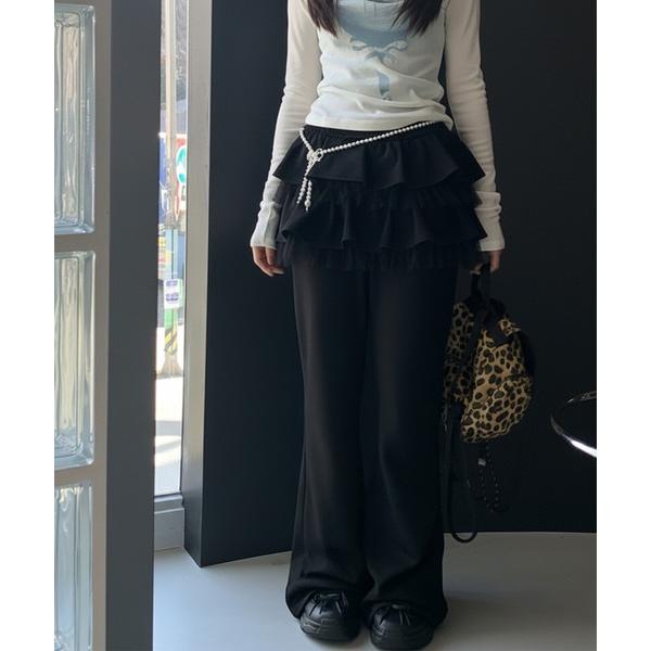 『タイムセール実施中』ZOZO問い合わせ番号:99828848ショップ:Auntie Rosa，アンティローザブランド:LYEON，リヨン，Auntie Rosa，アンティローザ商品名:ティアードスカートレイヤードスウェットフレアパンツカテ...