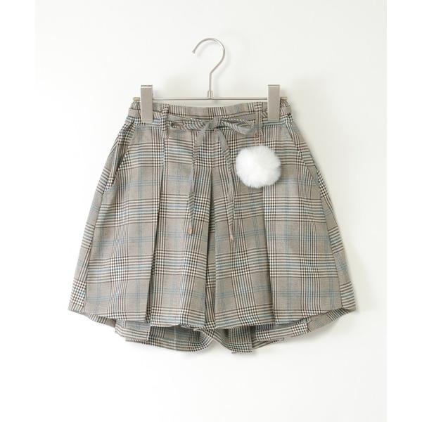 『タイムセール実施中』ZOZO問い合わせ番号:99860113ショップ:ikka LOUNGE，イッカラウンジブランド:ikka，イッカ商品名:ポンポン付きチェックタックキュロット（120~160cm）カテゴリ:パンツ>その他パンツブ...