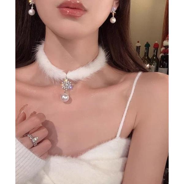 『タイムセール実施中』ZOZO問い合わせ番号:99861150ショップ:Mayree，メイリーブランド:Mayree，メイリー商品名:【urge select】ふわふわ スノーフレーク×パール チョーカーカテゴリ:アクセサリー>チョー...