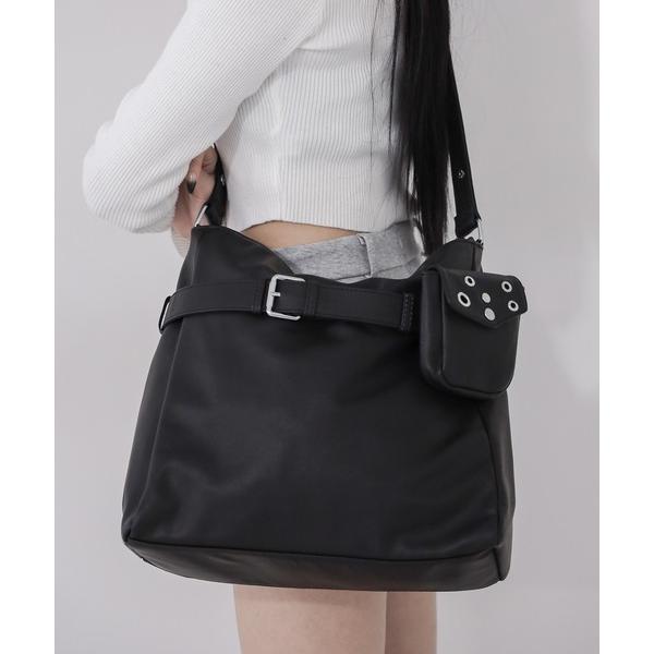 ZOZO問い合わせ番号:99861250ショップ:me+em select，ミームセレクトブランド:me+em select，ミームセレクト商品名:【 ２color ／ A4収納可 】ミニポーチ付きスタッズベルトヴィンテージフェイクレザーシ...