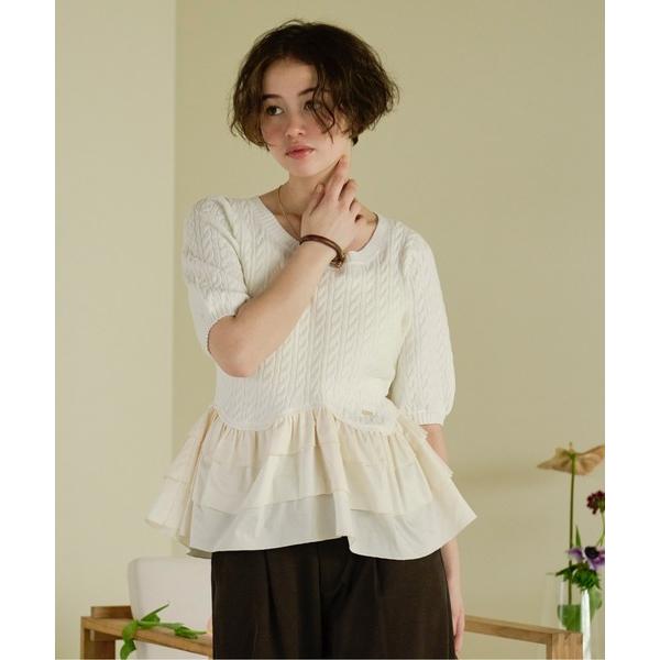 『セール実施中』参考価格：6，490円発売時期：2025年05月コンディション：A（使用感なし）数回使用した程度で使用感が感じられないアイテム参考商品名：cable puff frill knit / ケーブルパフフリルニット参考品番：45...