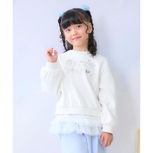 『セール実施中』ZOZO問い合わせ番号:99899610ショップ:NARUMIYA ONLINE，ナルミヤ オンラインブランド:mezzo piano，メゾピアノ商品名:ラインストーンロゴトレーナー＆裾チュールTシャツセットカテゴリ:トップ...