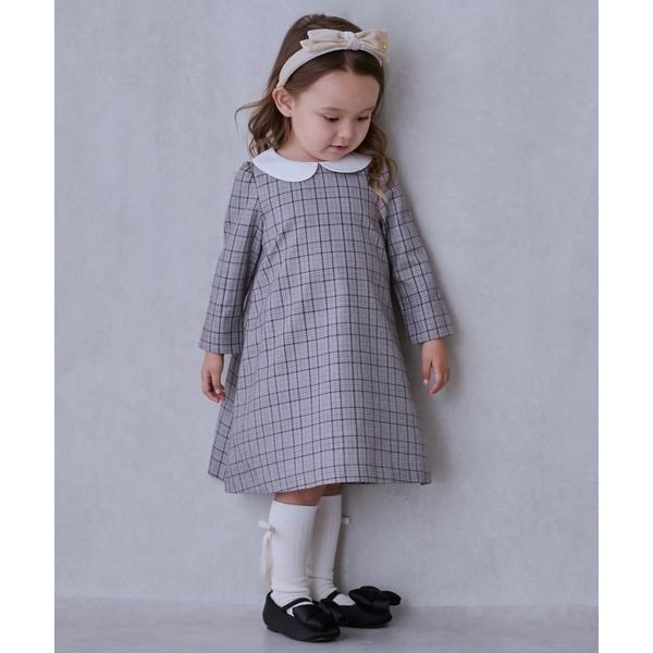 『セール実施中』ZOZO問い合わせ番号:99931304ショップ:petit main，プティマインブランド:petit main，プティマイン商品名:【セミフォーマル】衿つき長袖ワンピースカテゴリ:ワンピース/ドレス>ワンピースブラ...