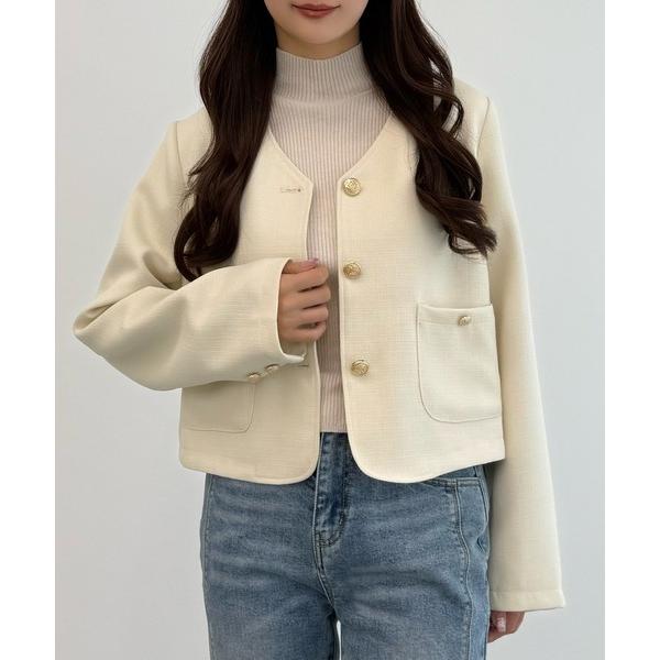 『タイムセール実施中』ZOZO問い合わせ番号:99933722ショップ:JUNOAH，ジュノアブランド:CENEA，セネア商品名:サマーツイードジャケットカテゴリ:ジャケット/アウター>ノーカラージャケットブランド品番:frne070...