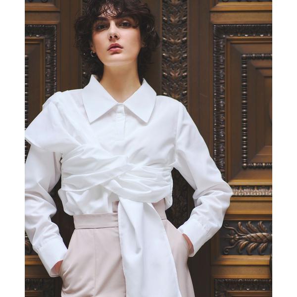 ZOZO問い合わせ番号:99935167ショップ:tocco closet／&amp;. NOSTALGIA，トッコ　クローゼット　／　アンドドットノスタルジアブランド:ARVELLIA，アルベリア商品名:DRAPED CROSS SHIR...