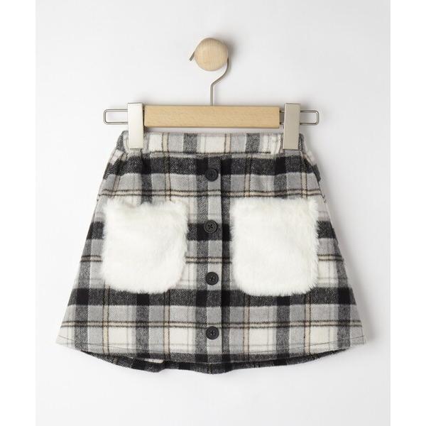 『タイムセール実施中』ZOZO問い合わせ番号:99939020ショップ:SHOO・LA・RUE，シューラルーブランド:SHOO・LA・RUE，シューラルー商品名:【100-150cm】フェイクファーポケットチェック台形スカートカテゴリ:スカ...