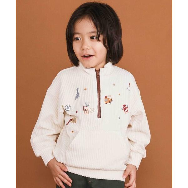 『セール実施中』ZOZO問い合わせ番号:99967680ショップ:BEBE ONLINE STORE，ベベ オンラインストアブランド:SLAP SLIP，スラップスリップ商品名:恐竜くるまロケットおもちゃ刺しゅうハーフジップトップス(80~...