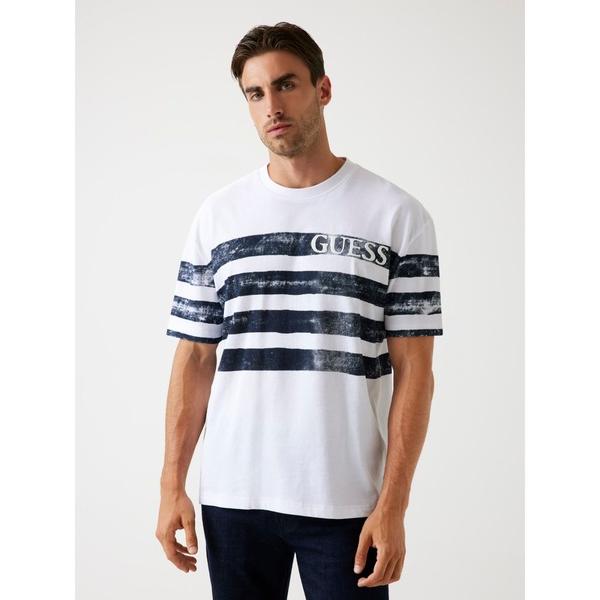『タイムセール実施中』ZOZO問い合わせ番号:99969147ショップ:GUESS，ゲスブランド:Guess，ゲス商品名:Crew Neck Short Sleeves Faded Stripes Tee 半袖Tシャツカテゴリ:トップス&g...
