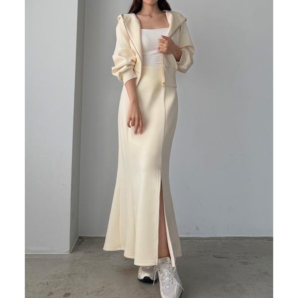 『タイムセール実施中』ZOZO問い合わせ番号:99969635ショップ:JUNOAH，ジュノアブランド:Louere，ルエレ商品名:ポンチショートパーカー+スリットマーメイドスカートSETカテゴリ:ジャケット/アウター>セットアップブ...