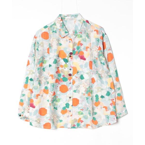 『セール実施中』ZOZO問い合わせ番号:99971068ショップ:VIBGYOR，ヴィブジョーブランド:sandy，サンディー，VIBGYOR Women，ヴィブジョー　ウィメン商品名:プリント丸衿タックシャツカテゴリ:トップス>シャ...