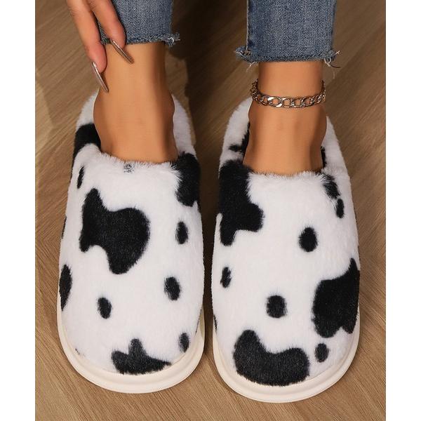 ZOZO問い合わせ番号:99971182ショップ:TeddyShop，テディショップブランド:DAY CLOSET，デイ クローゼット商品名:【男女兼用/滑り止め付き/起毛/軽量】ふわふわの肌さわり。ホルスタイン柄フェイクファーボアスリッパ...