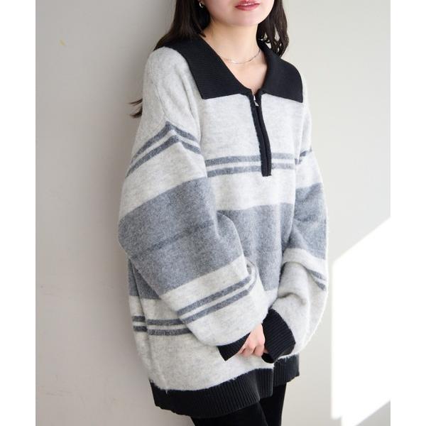 『タイムセール実施中』ZOZO問い合わせ番号:100001978ショップ:Kastane，カスタネブランド:Kastane，カスタネ商品名:【新色追加/無地＆ボーダー/6色展開】ボーダージップニットカテゴリ:トップス>ニット/セーター...
