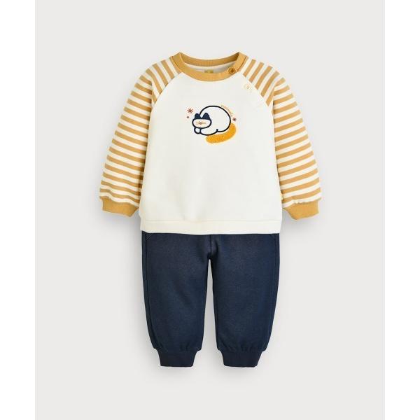 『セール実施中』ZOZO問い合わせ番号:100002313ショップ:moimoln，モイモルンブランド:moimoln，モイモルン商品名:【セットアップ】キャットボーダー起毛長袖トップス＆パンツカテゴリ:ジャケット/アウター>セットア...