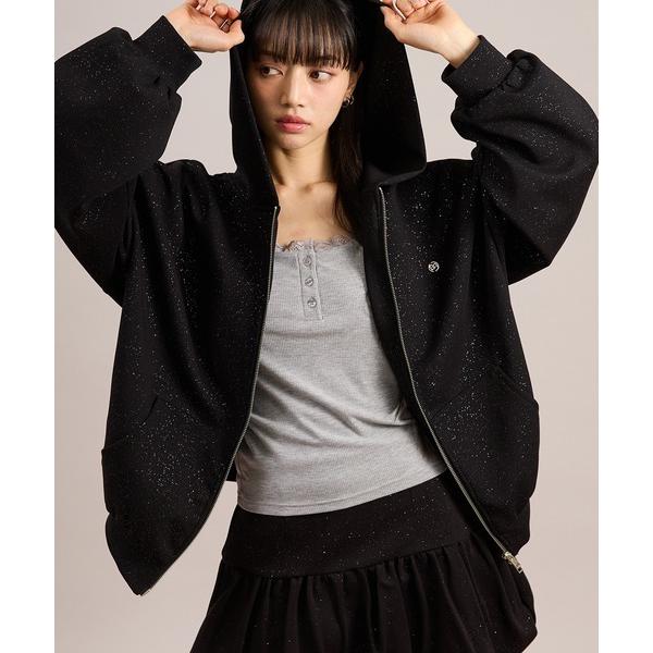 ZOZO問い合わせ番号:100002697ショップ:apres jour mignon，アプレジュールミニョンブランド:apres jour mignon，アプレジュールミニョン商品名:【セットアップ着用可能】ラメポンチパーカーカテゴリ:ト...