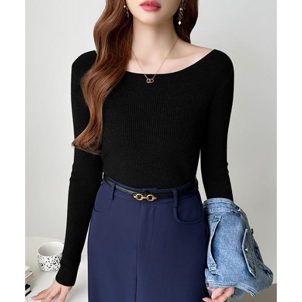 『タイムセール実施中』ZOZO問い合わせ番号:100034018ショップ:Ada.，エイダブランド:COCOMOMO，ココモモ商品名:デコルテ美人 ボートネックニット リブニット レイヤードトップス ニット 長袖 ボートネック トップス オ...