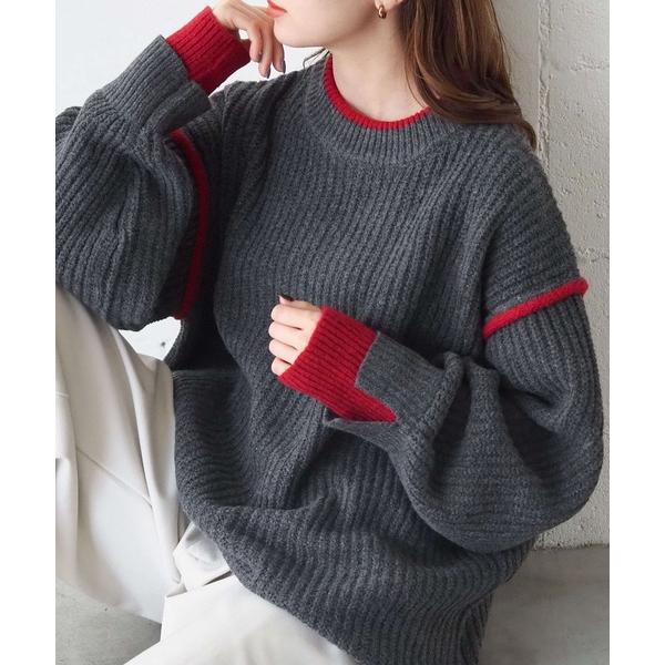 『タイムセール実施中』ZOZO問い合わせ番号:100065243ショップ:tiptop+pocket，ティップトッププラスポケットブランド:tiptop，ティップトップ商品名:畦編配色レイヤードプルオーバーカテゴリ:トップス>ニット/...