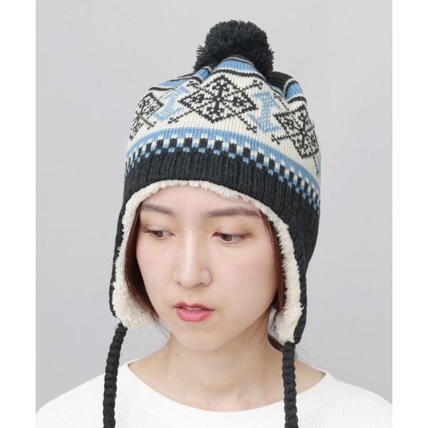 ZOZO問い合わせ番号:100066689ショップ:A.M.S.，エーエムエスブランド:KRIFF MAYER，クリフメイヤー商品名:裏ボア ジャガードニットワッチ 耳当て付き ポンポン ニット帽カテゴリ:帽子>ニットキャップ/ビーニ...