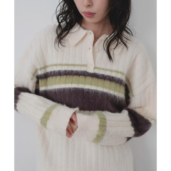 『タイムセール実施中』ZOZO問い合わせ番号:100067364ショップ:LIAN，リアンブランド:LIAN，リアン商品名:マルチボーダーポロニットカテゴリ:トップス>ニット/セーターブランド品番:242-841R1672素材:アクリ...