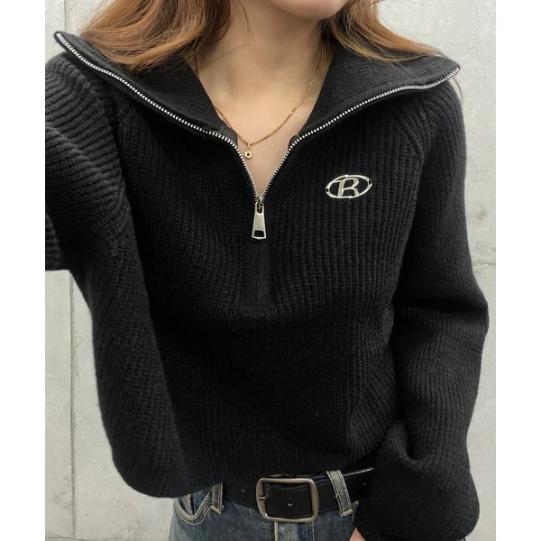 『タイムセール実施中』ZOZO問い合わせ番号:100099089ショップ:me Jane，ミージェーンブランド:ROGER AND RAW，ロジャーアンドロウ，meJane，ミージェーン商品名:プレート付きハーフジップショート丈ニットカテゴ...