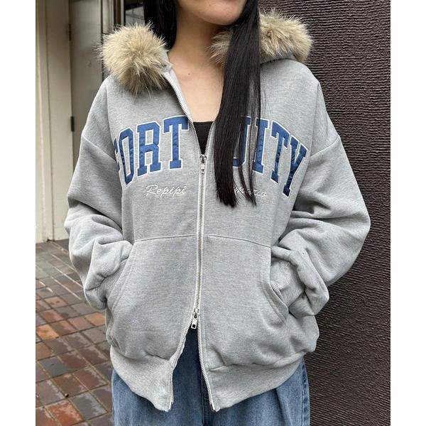 ZOZO問い合わせ番号:100100733ショップ:repipi armario，レピピアルマリオブランド:repipi armario，レピピ アルマリオ，10C REPIPI，ジューシーレピピ商品名:【裏起毛】WZIPファーフーディ【2...