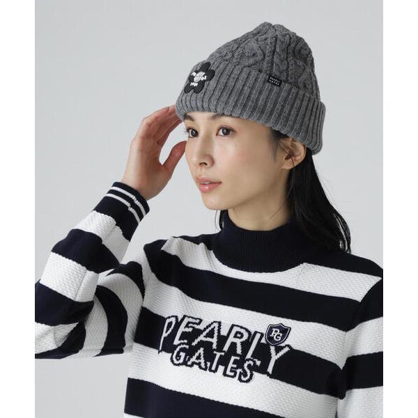 ZOZO問い合わせ番号:100136454ショップ:the HOUSE，ザハウスブランド:PEARLY GATES，パーリーゲイツ商品名:【PEARLY GATES】フラワーワッペンアラン編みニットワッチ (LADIES)カテゴリ:帽子&g...