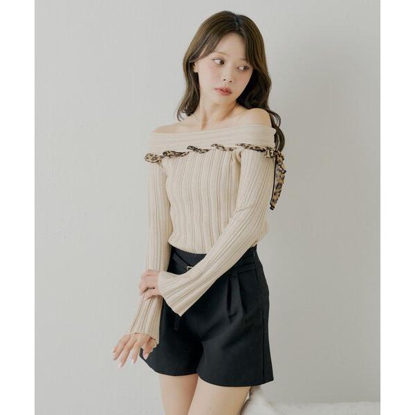 ZOZO問い合わせ番号:100137178ショップ:Chico，チコブランド:Chico，チコ商品名:レオパード肩リボンオフショルリブニットカテゴリ:トップス>ニット/セーターブランド品番:CHZ1052405A0001素材:本体：ア...