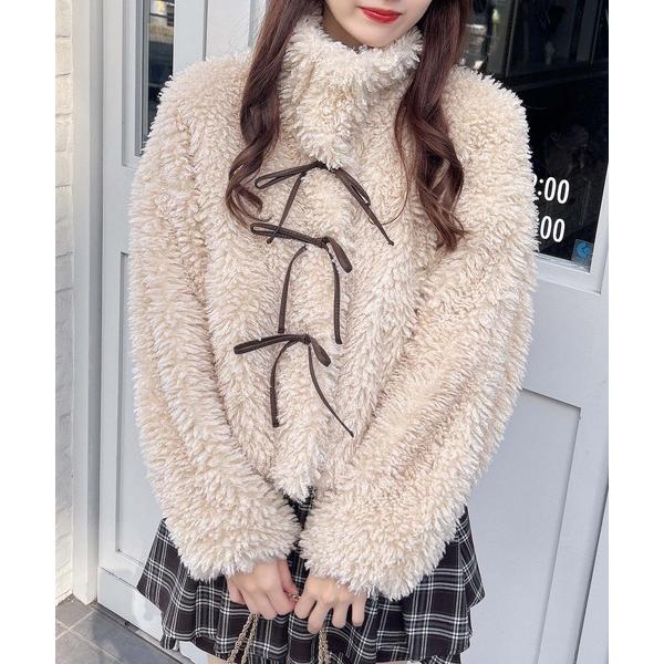 『タイムセール実施中』ZOZO問い合わせ番号:100137368ショップ:INGNI，イングブランド:INGNI，イング商品名:リボン付スタンドボアブルゾンカテゴリ:ジャケット/アウター>ブルゾンブランド品番:1254-400287素...