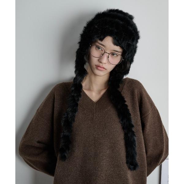 『タイムセール実施中』ZOZO問い合わせ番号:100137807ショップ:Auntie Rosa，アンティローザブランド:THE YOn，ザヨン商品名:ラビットファー編み込みニットキャップカテゴリ:帽子>ニットキャップ/ビーニーブラン...