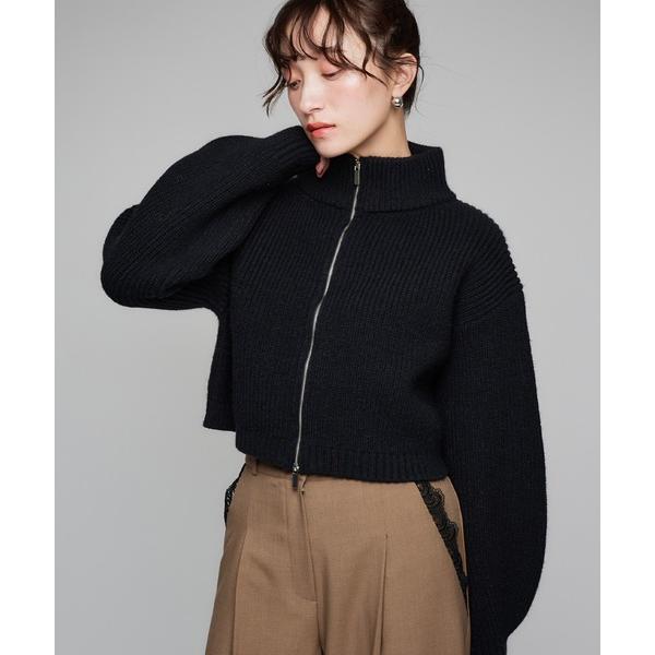 『セール実施中』ZOZO問い合わせ番号:100137956ショップ:Narcissus，ナルシスブランド:Narcissus，ナルシス商品名:ダブルジップニット/クロップド丈/肉厚/スタンドネック《動画あり》カテゴリ:トップス>ニット...